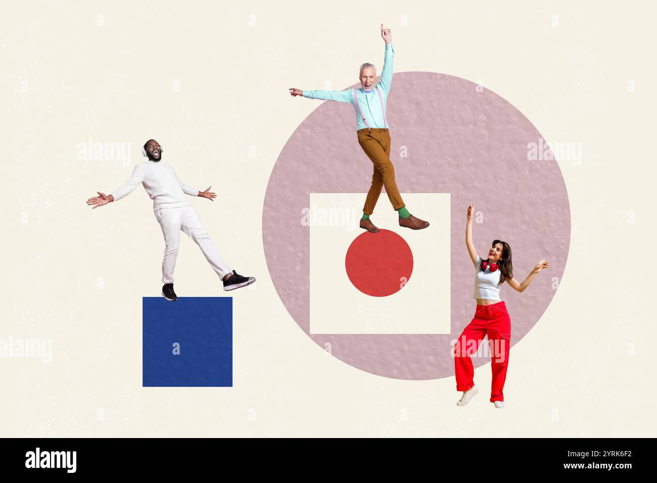 Sketch image trend artwork montage 3D photo collage of primitive object ...