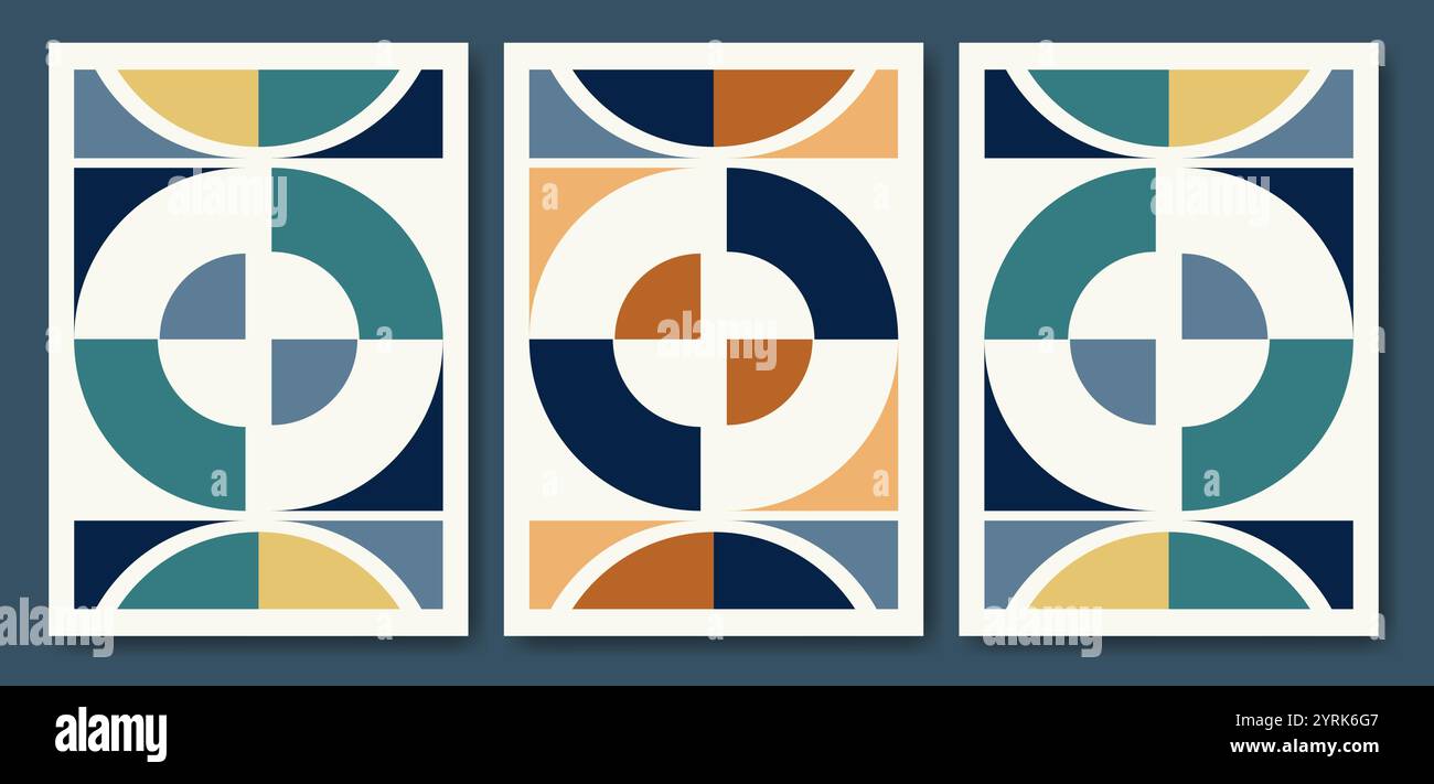 Vector abstract dynamic poster set. Artwork collection postmodern ...