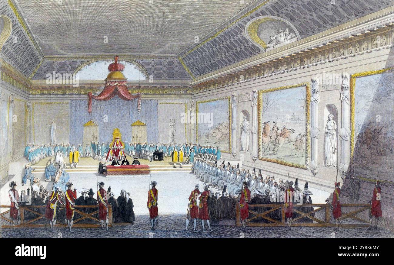 Engraving showing the Assembly of Notables of 1787 in Versailles Stock ...