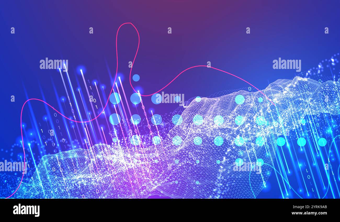 Big Data. Abstract digital futuristic vector illustration on technology background. Data mining ...