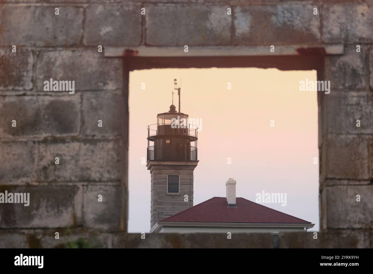 The historic landmark Beavertail lighthouse in Jamestown Rhode Island ...