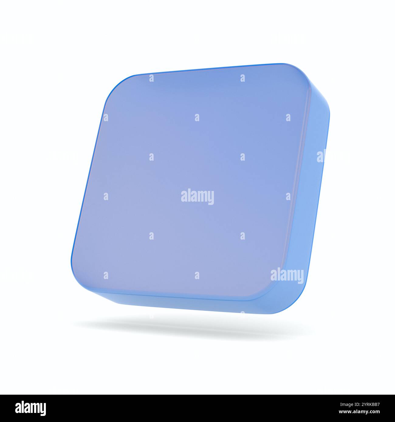 Blue square with round corners on white background. Isolated 3D ...