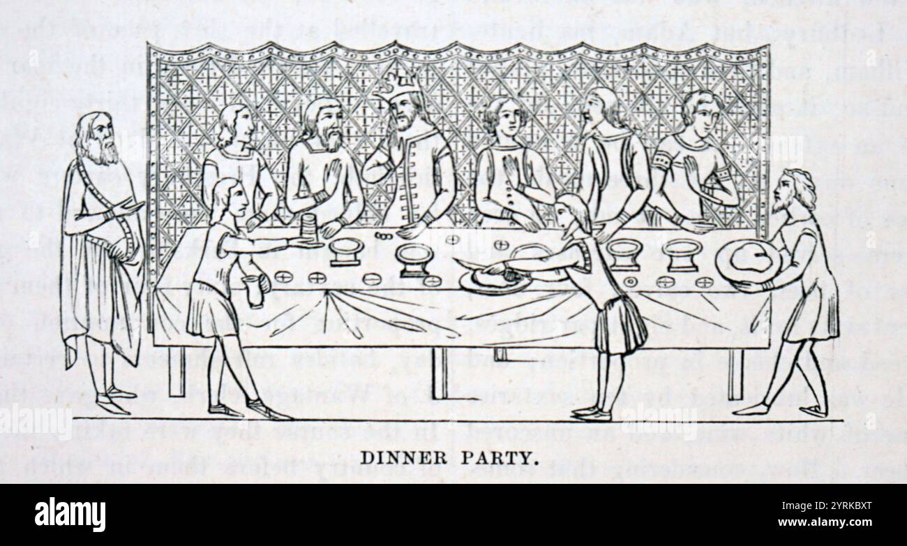 Medieval dinner party. Illustration Stock Photo - Alamy