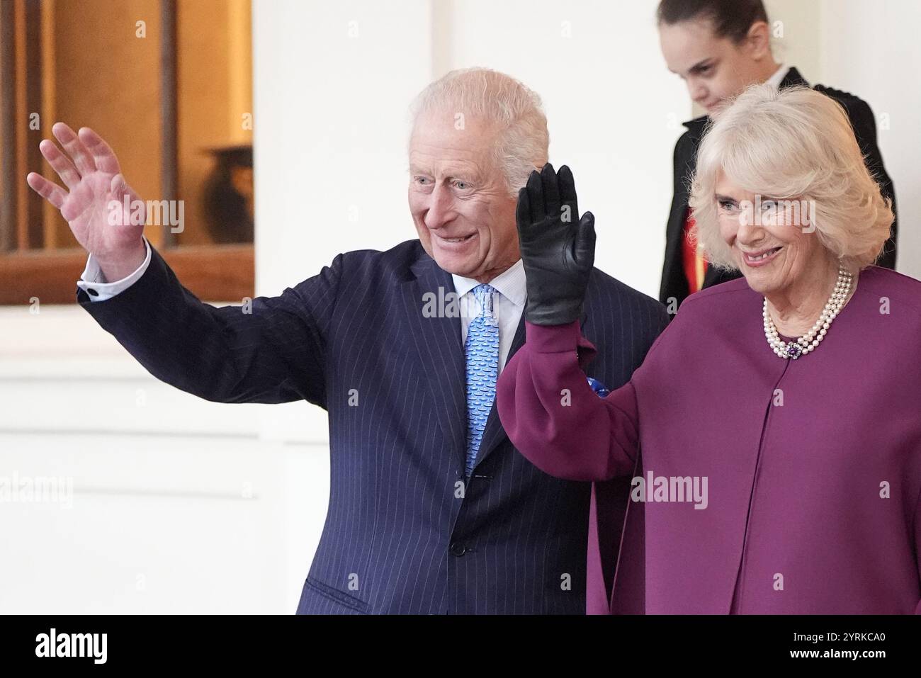 King Charles III and Queen Camilla formally bid farewell to the Emir of Qatar Sheikh Tamim bin ...