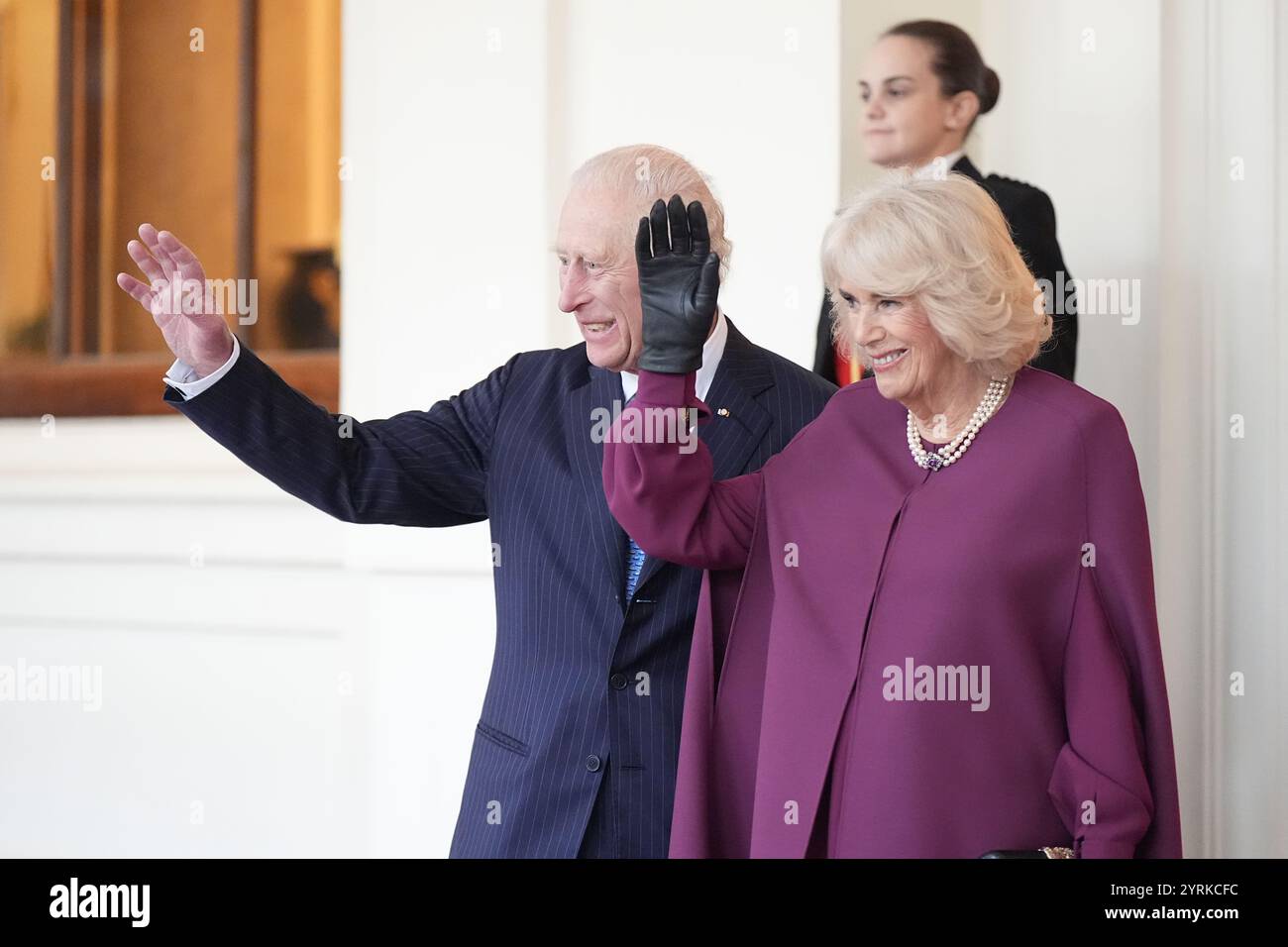 King Charles III and Queen Camilla formally bid farewell to the Emir of Qatar Sheikh Tamim bin ...