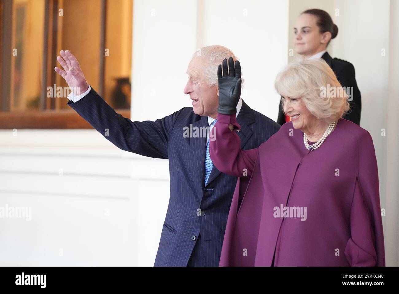 King Charles III and Queen Camilla formally bid farewell to the Emir of Qatar Sheikh Tamim bin ...