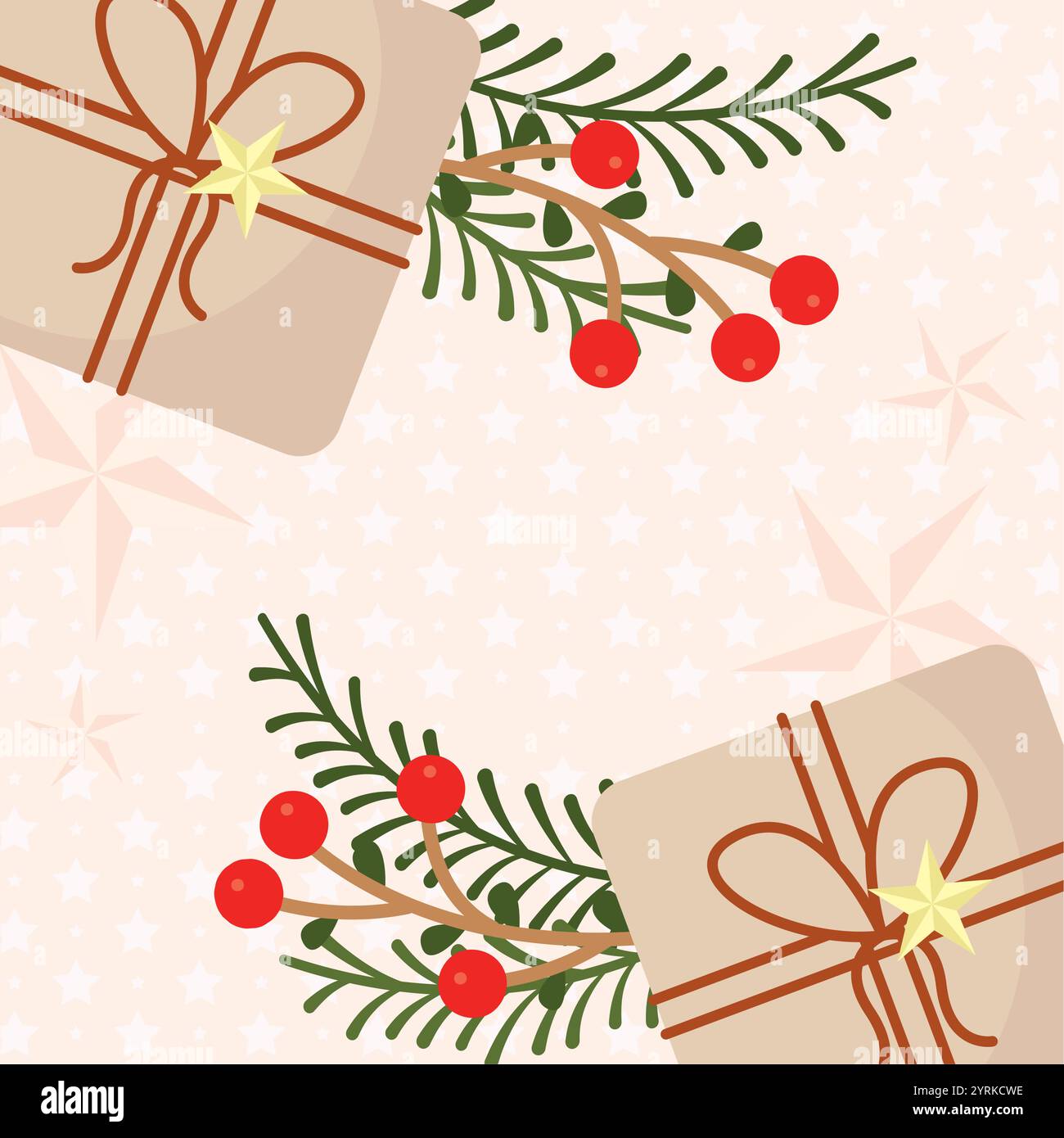 Christmas gift boxes with holly and greenery Vector Stock Vector Image ...