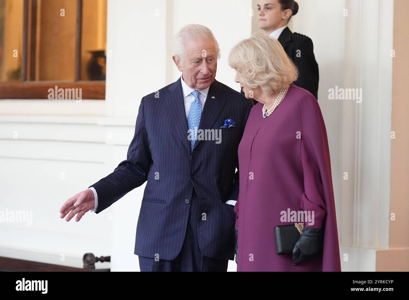 King Charles III and Queen Camilla formally bid farewell to the Emir of Qatar Sheikh Tamim bin ...
