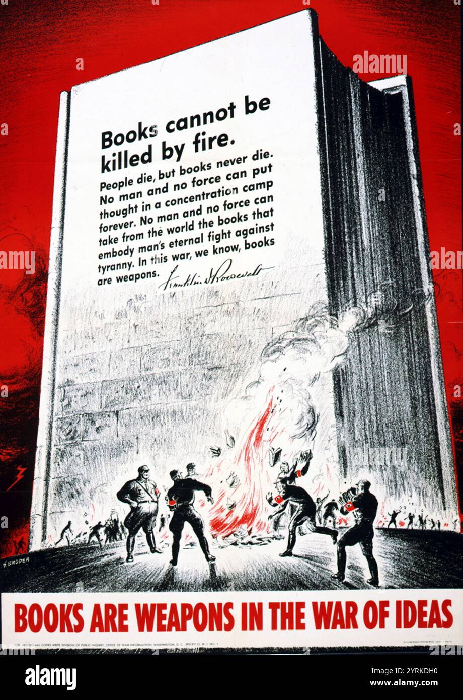 American wartime poster decrying Nazi book burning in Germany, 1941 ...