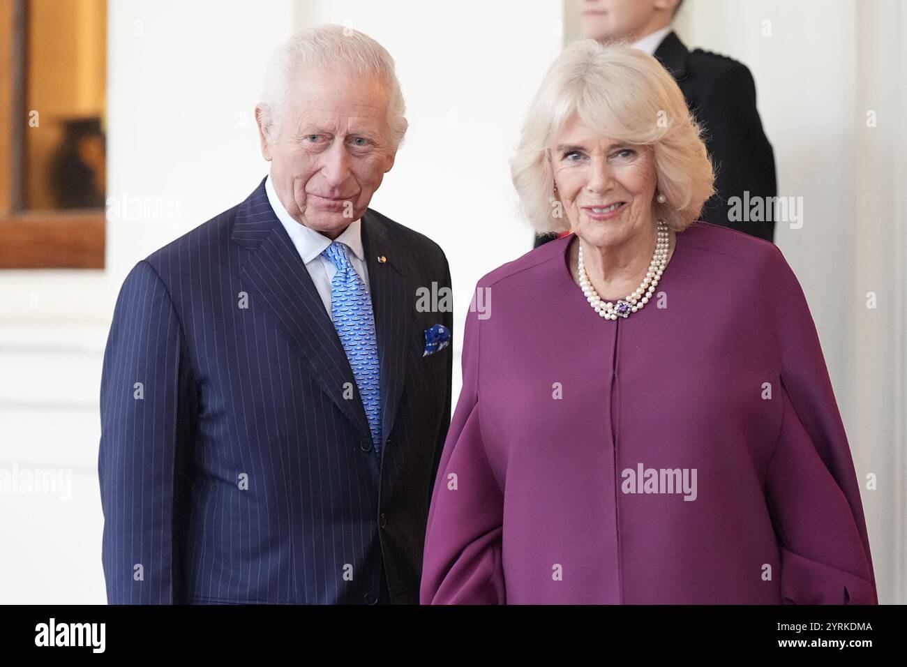 King Charles III and Queen Camilla formally bid farewell to the Emir of Qatar Sheikh Tamim bin ...
