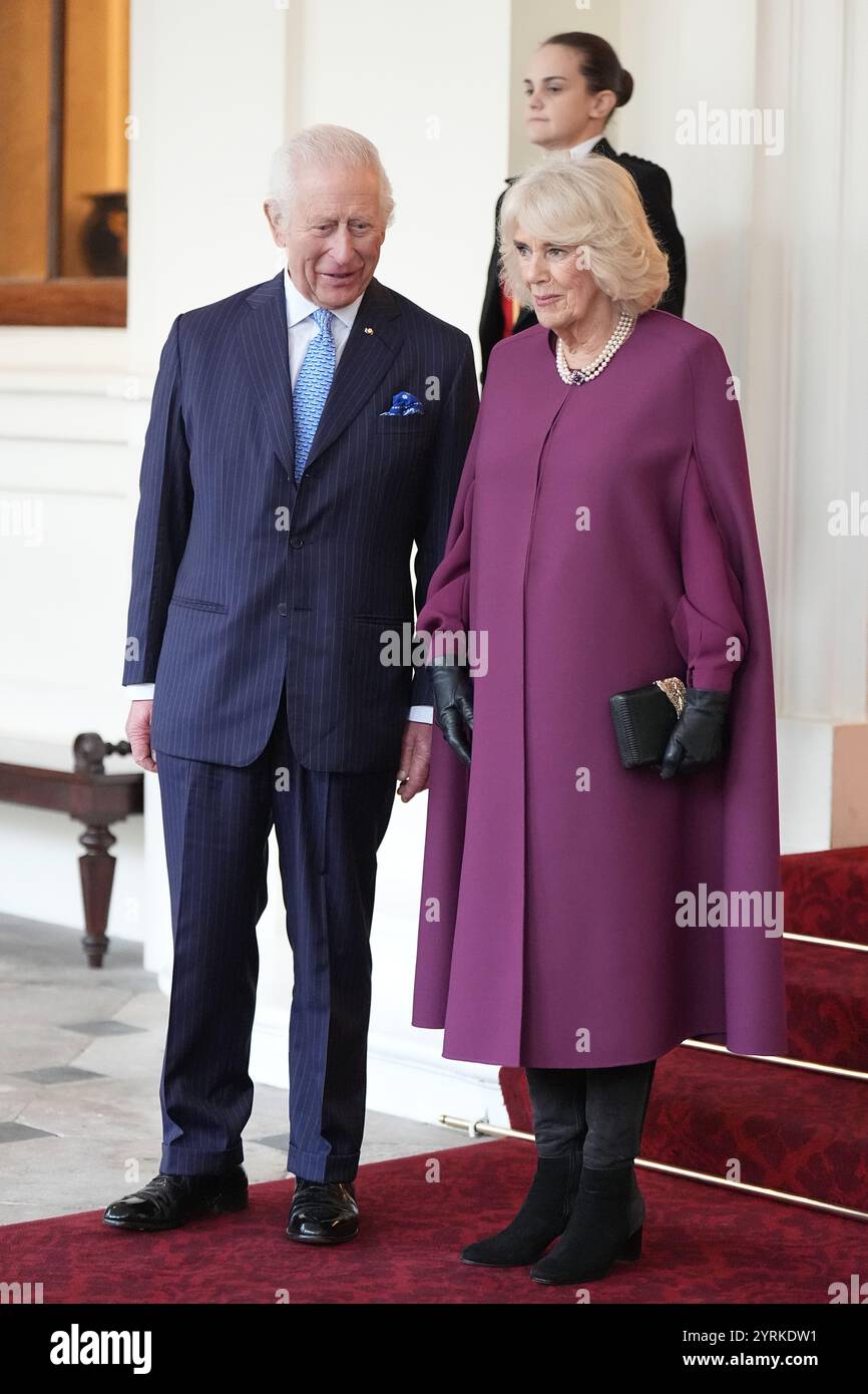 King Charles III and Queen Camilla formally bid farewell to the Emir of Qatar Sheikh Tamim bin ...
