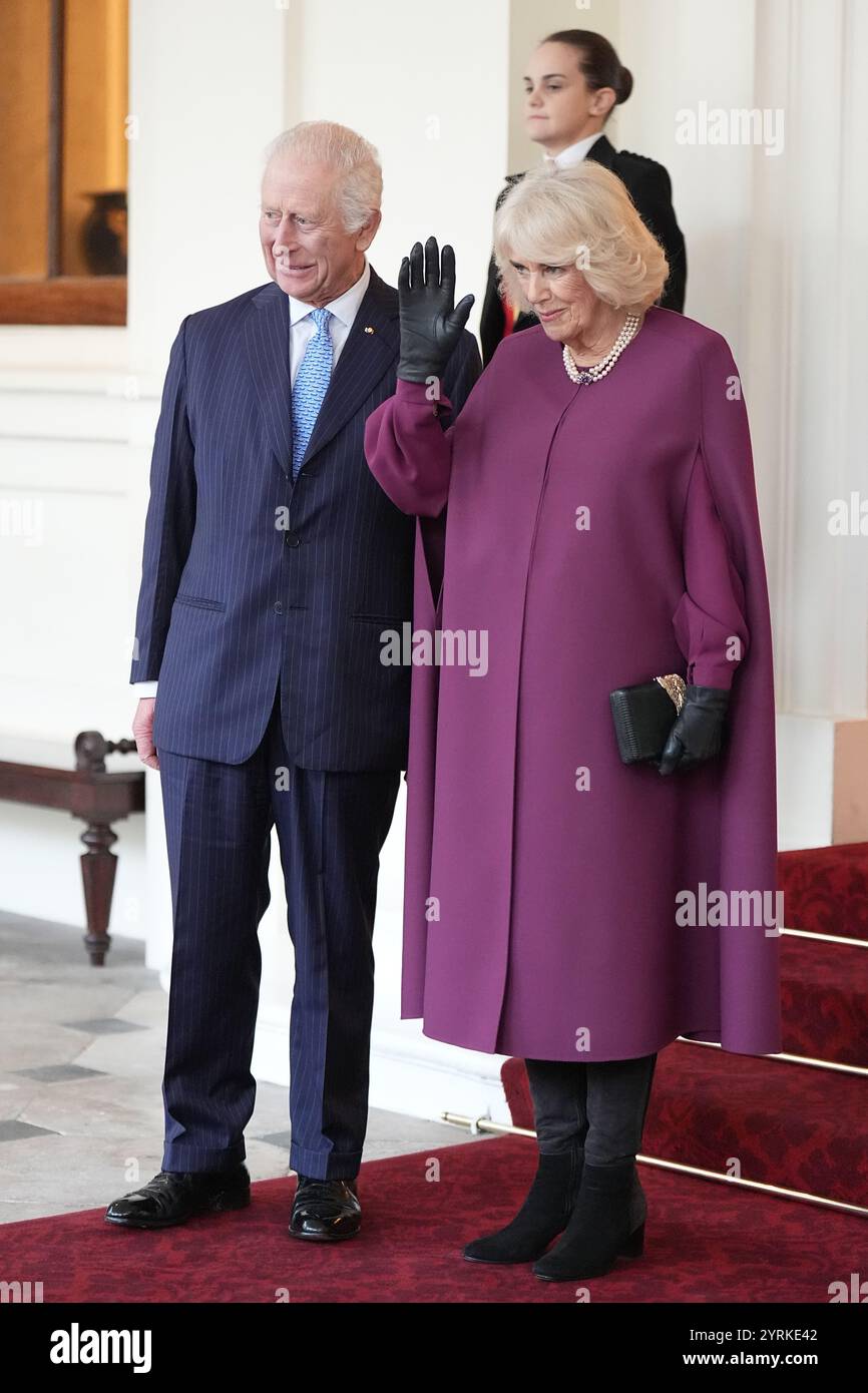 King Charles III and Queen Camilla formally bid farewell to the Emir of Qatar Sheikh Tamim bin ...