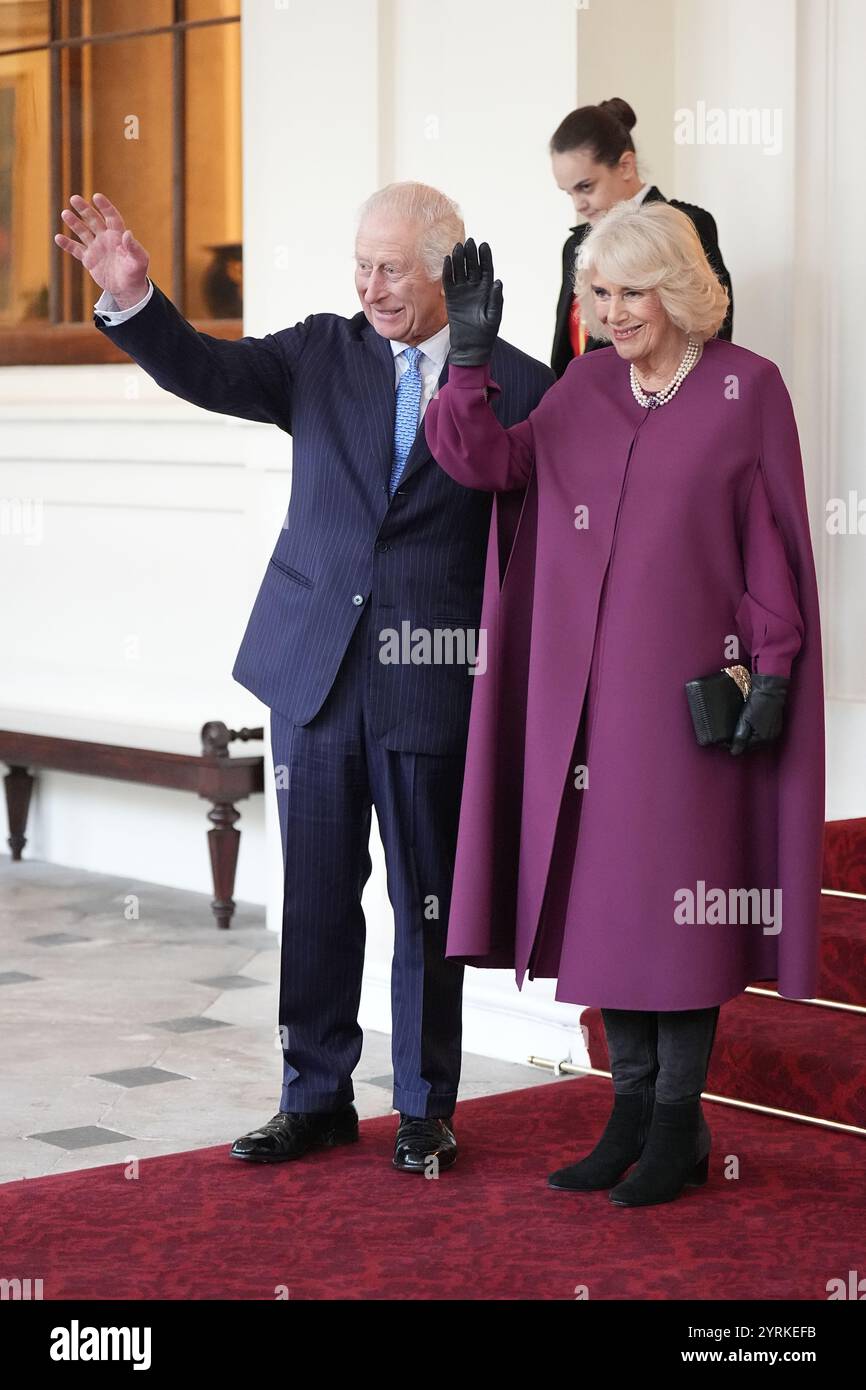 King Charles III and Queen Camilla formally bid farewell to the Emir of Qatar Sheikh Tamim bin ...