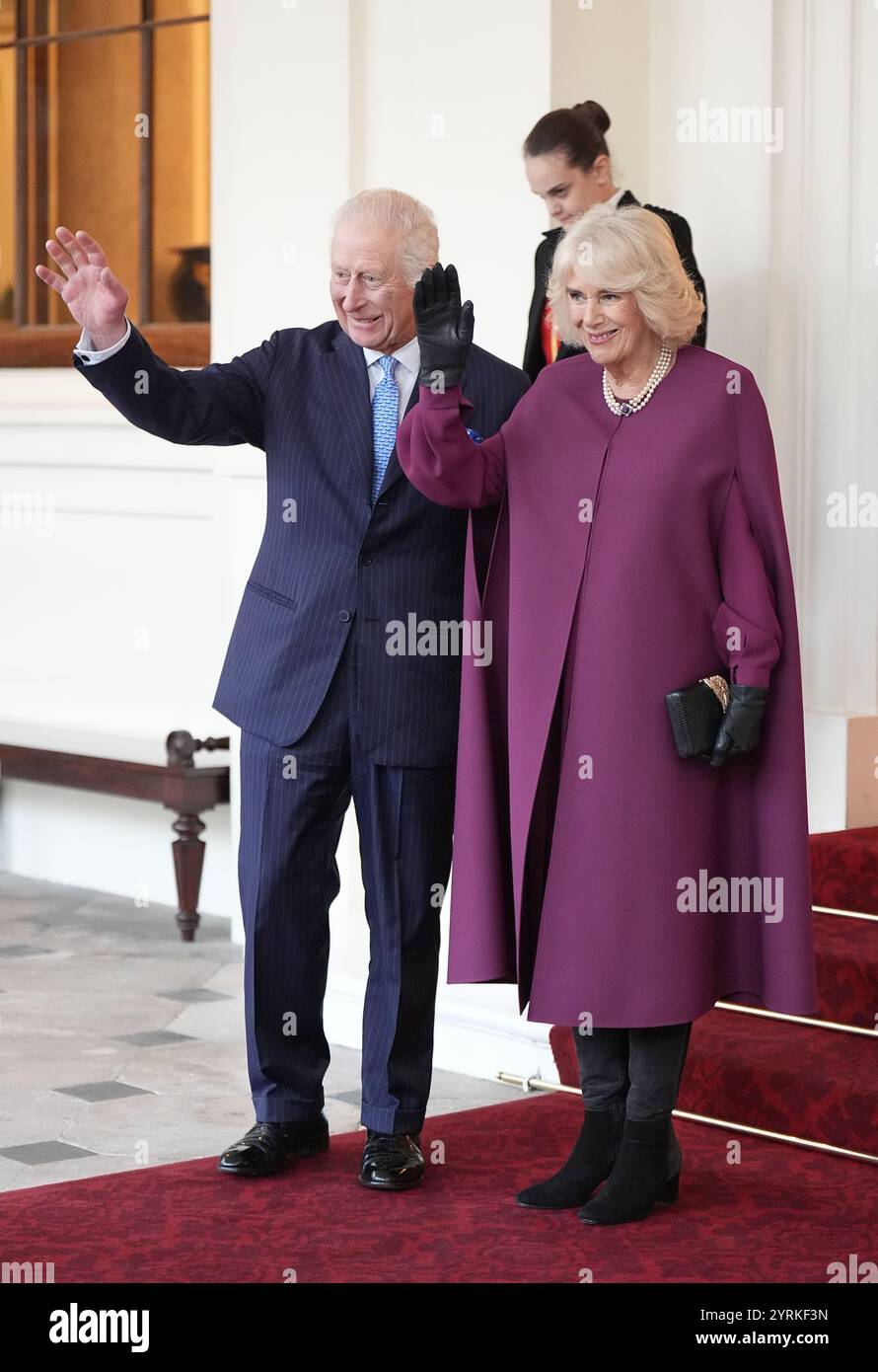 King Charles III and Queen Camilla formally bid farewell to the Emir of Qatar Sheikh Tamim bin ...