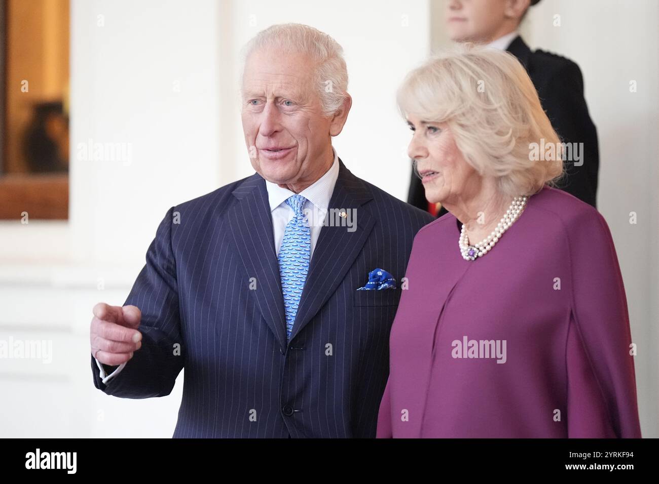 King Charles III and Queen Camilla formally bid farewell to the Emir of Qatar Sheikh Tamim bin ...