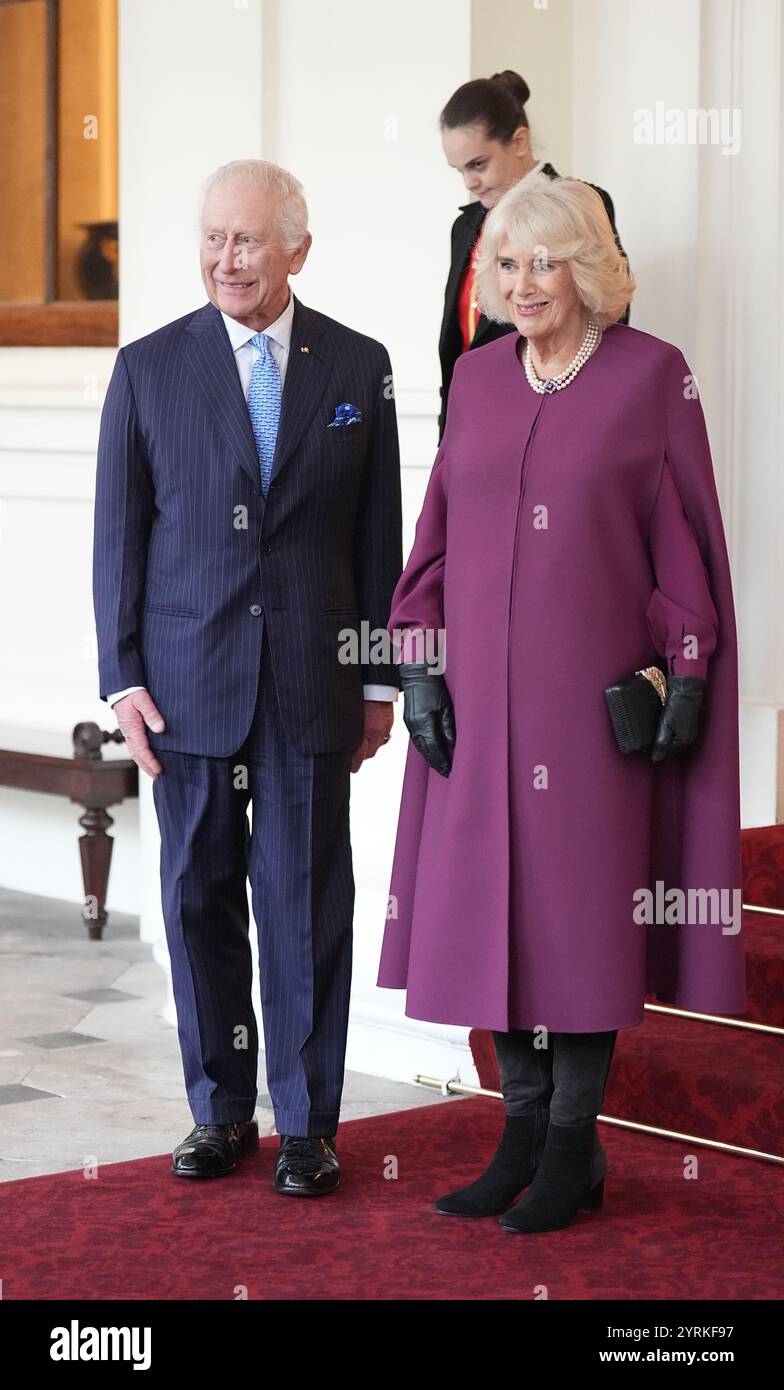 King Charles III and Queen Camilla formally bid farewell to the Emir of Qatar Sheikh Tamim bin ...