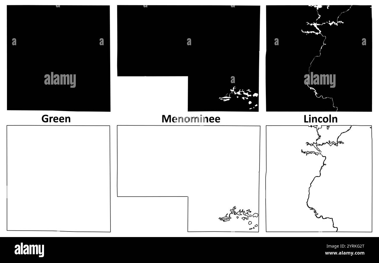 Menominee county map vector vectors Cut Out Stock Images & Pictures - Alamy