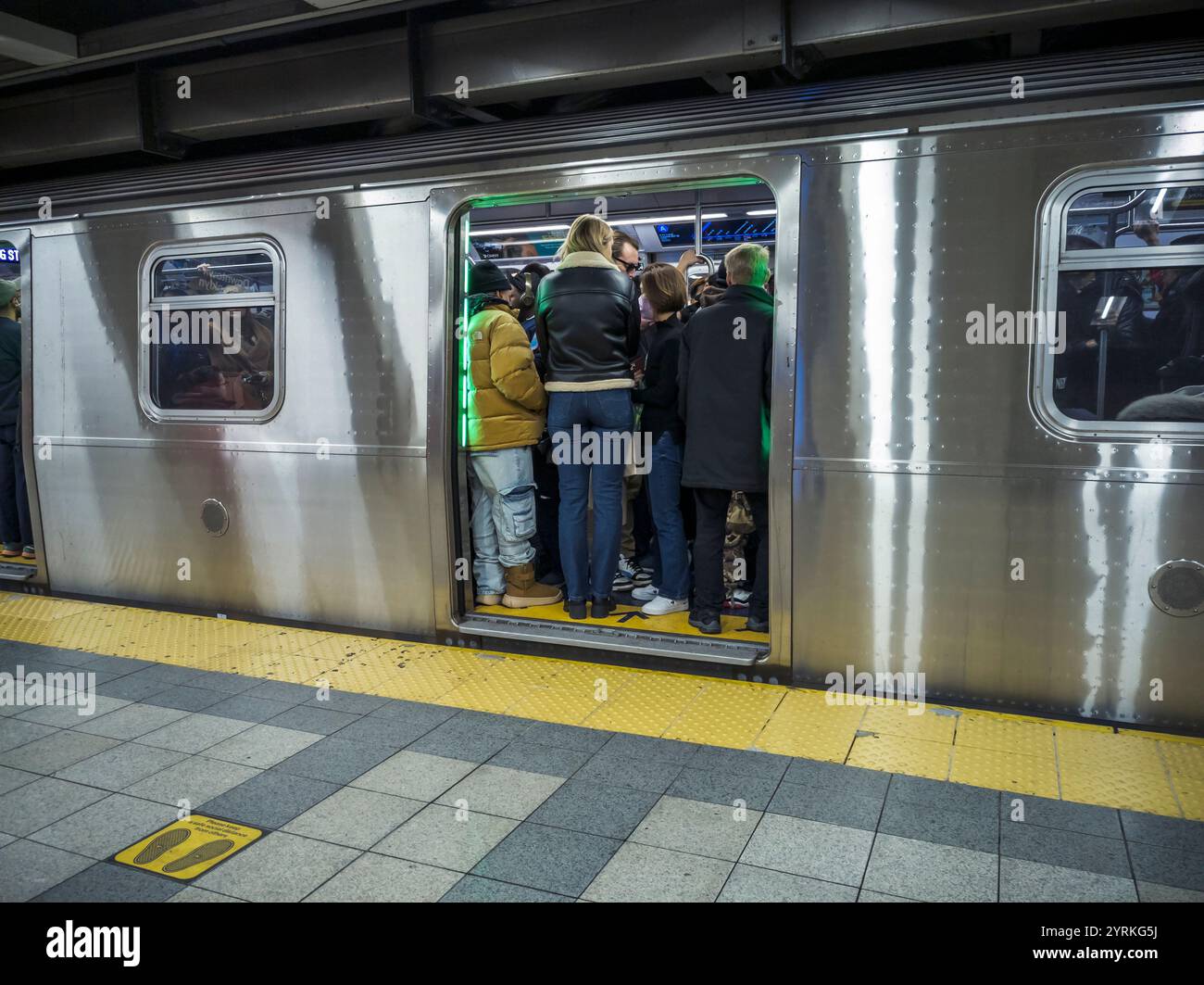 Weekend ridership on the A train at the Canal Street station on the New ...