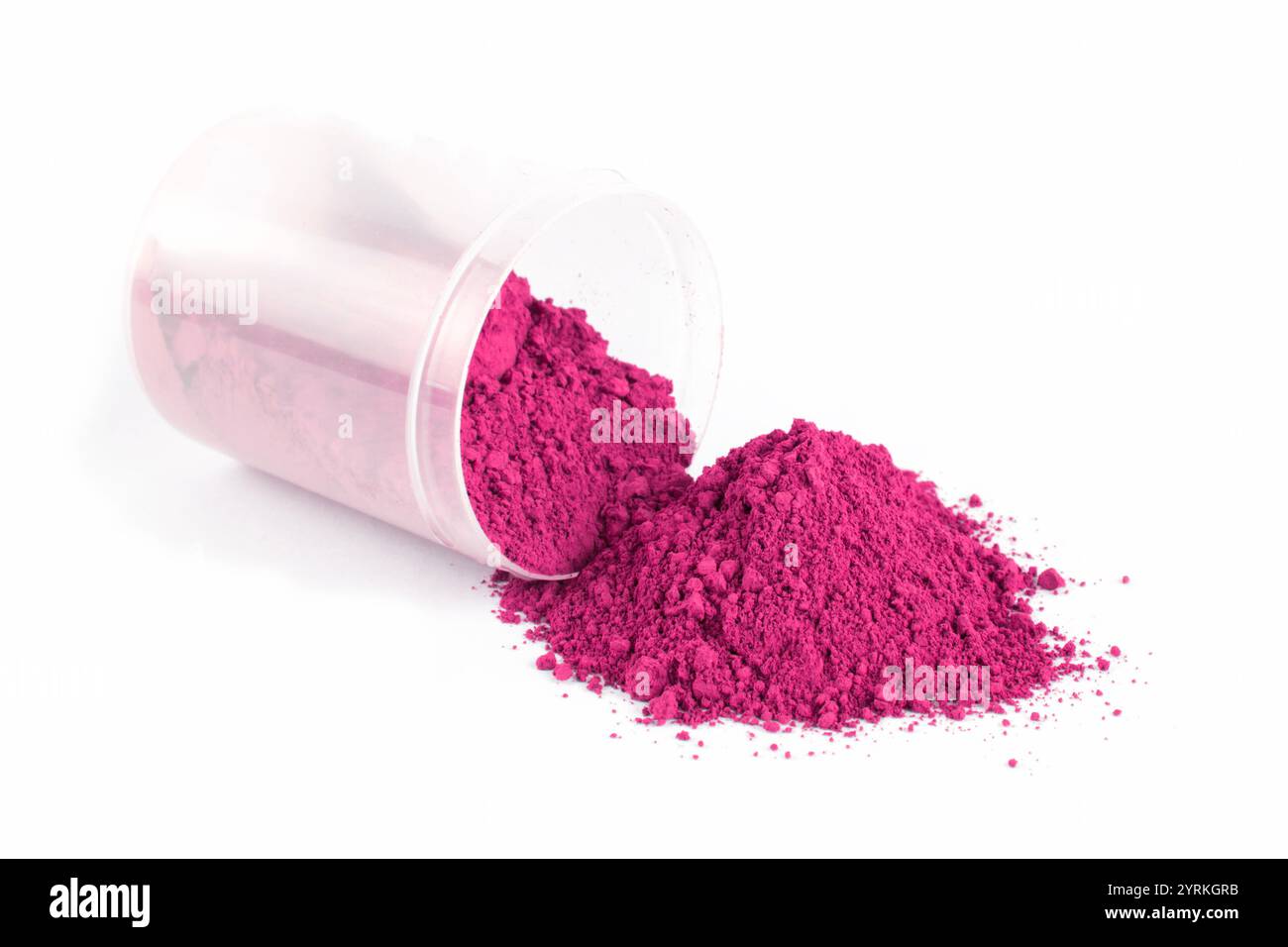 Bright Pink Powder Spills From Glass Container on White Background ...
