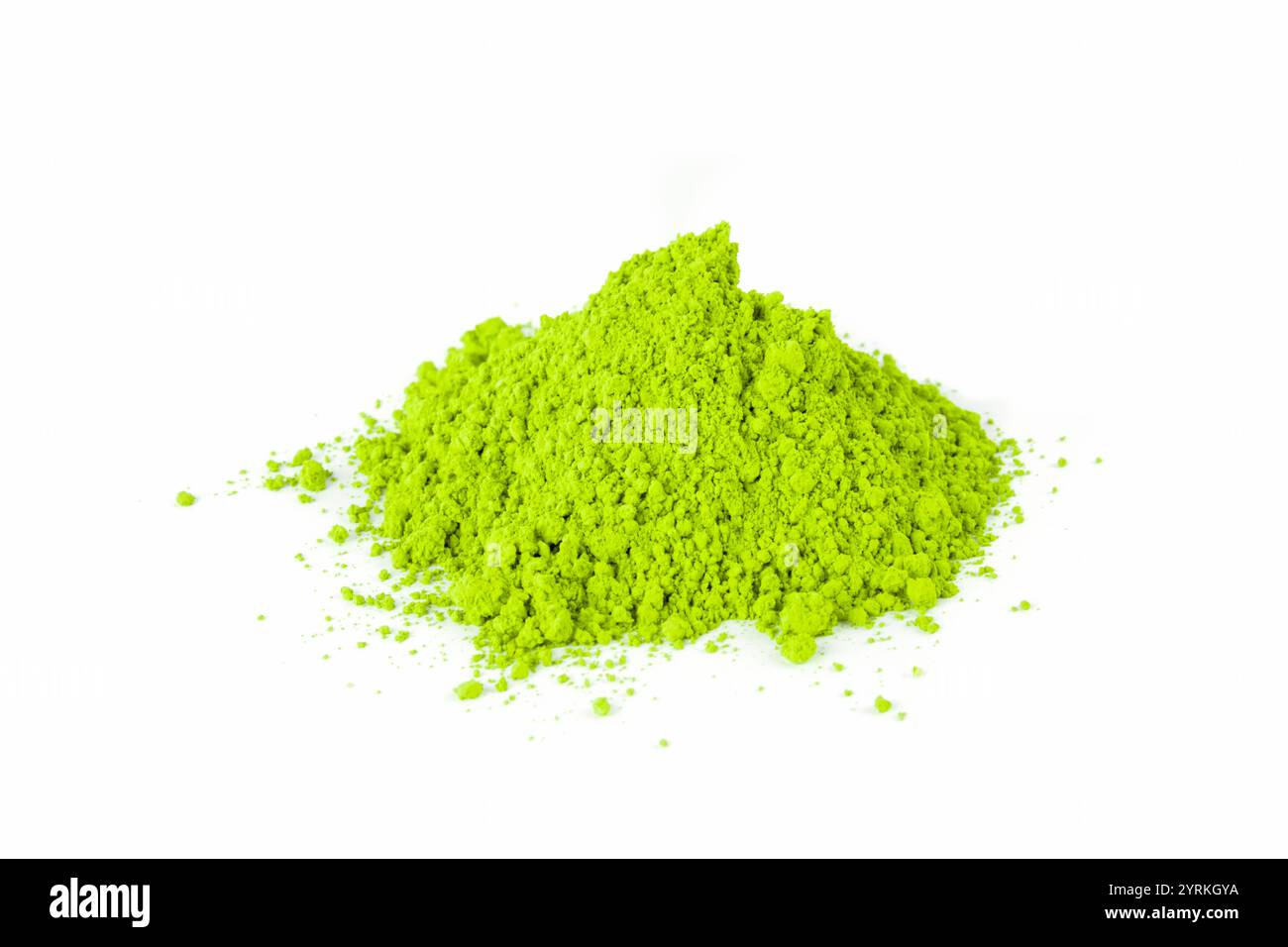 Vibrant Green Powder Spills From Container on White Background in ...
