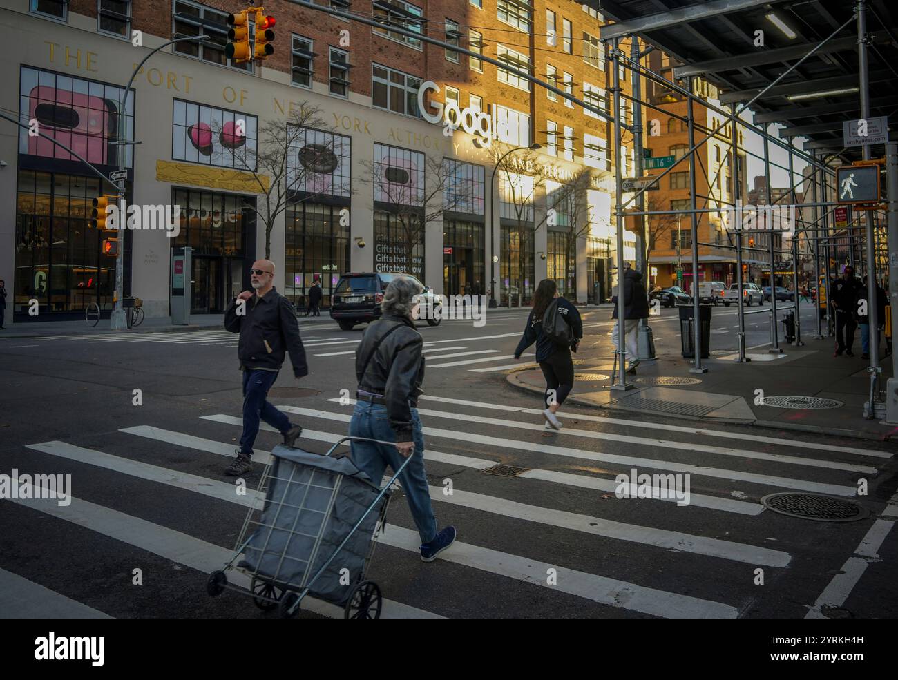 The Google logo on their building on Ninth Avenue in New York on ...