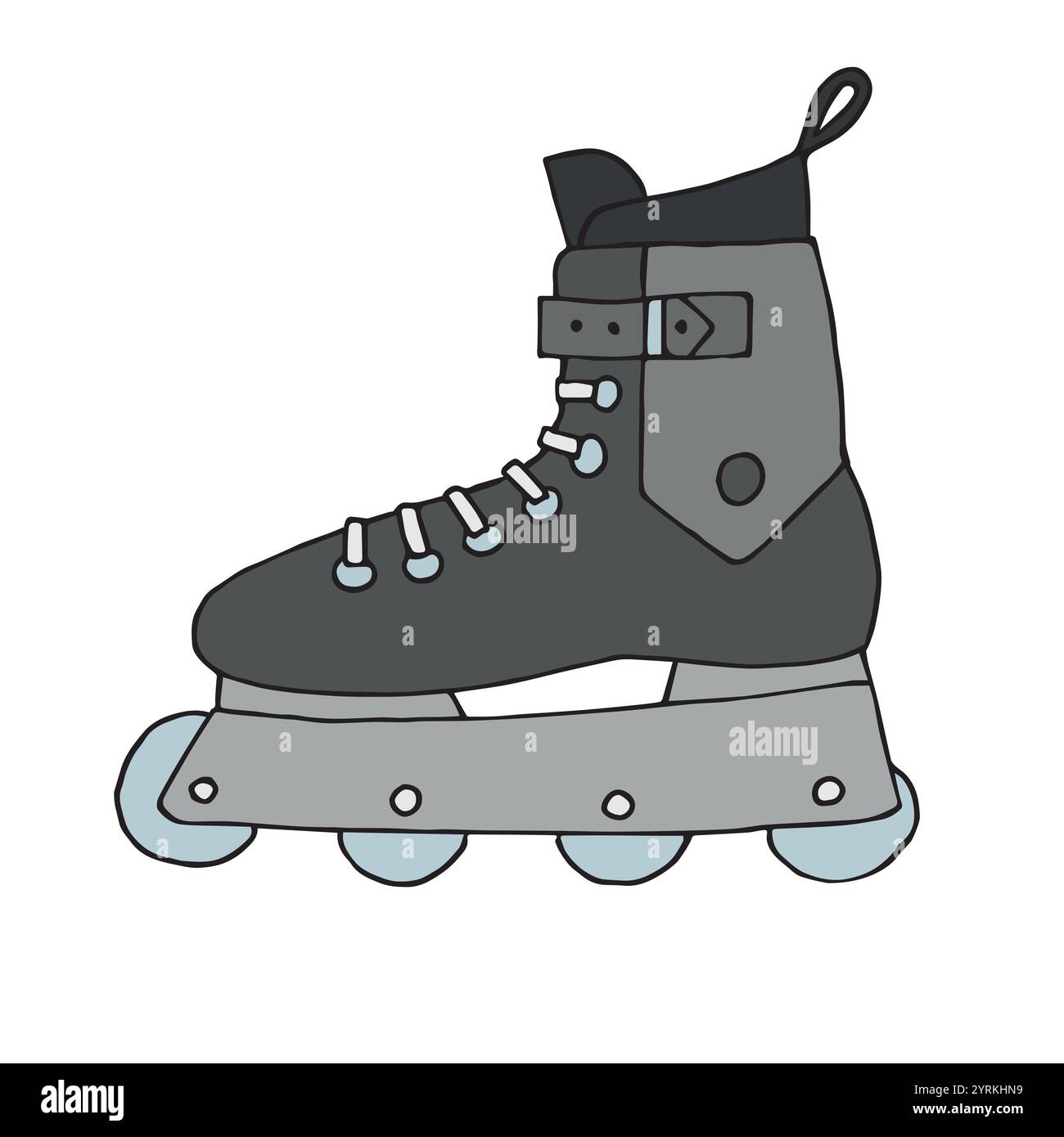 Vector hand drawn sketch doodle colored roller skate isolated on white ...