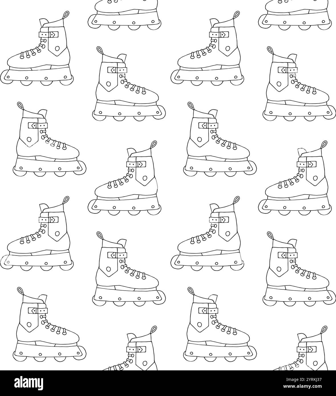 Vector seamless pattern of hand drawn roller skate Stock Vector Image ...