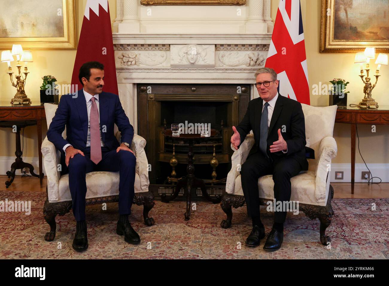 British Prime Minister Keir Starmer, right, and Qatar's Emir Sheikh ...