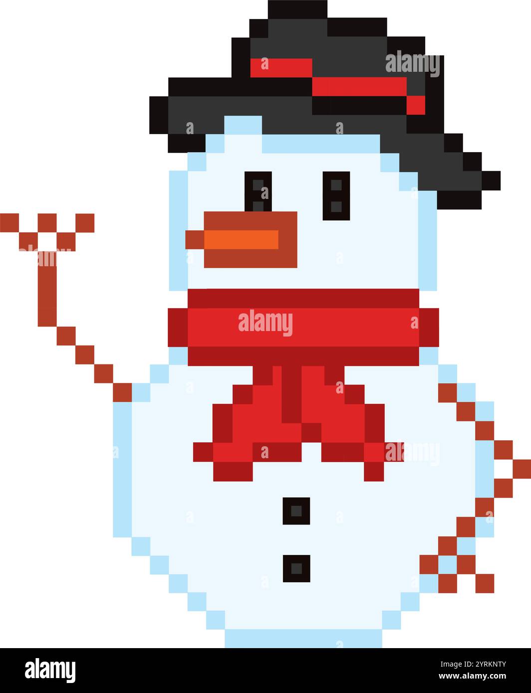 Pixel art snowman with red scarf and hat Vector Stock Vector Image ...