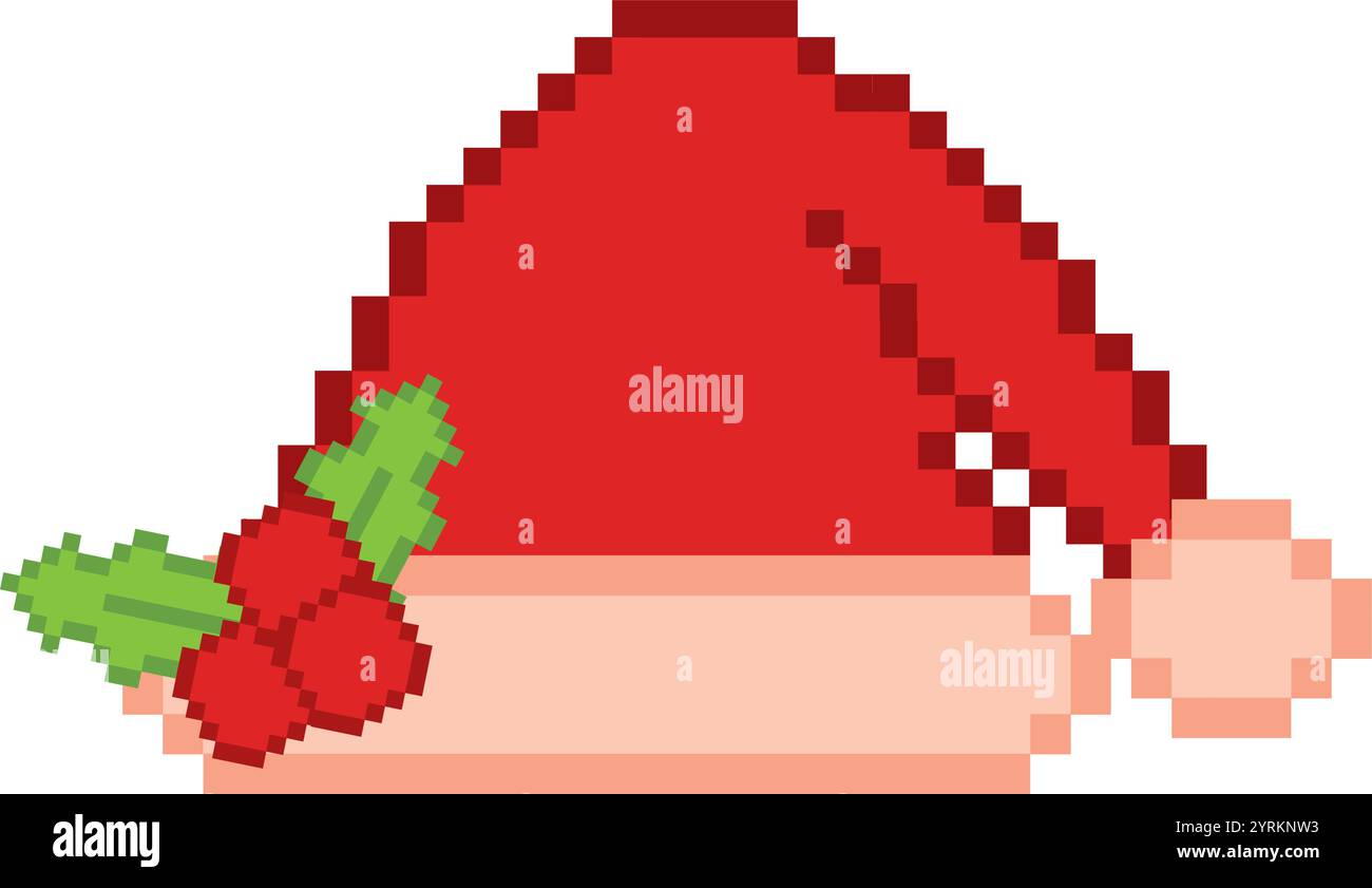 Pixel art Santa hat with holly berries Vector Stock Vector Image & Art ...