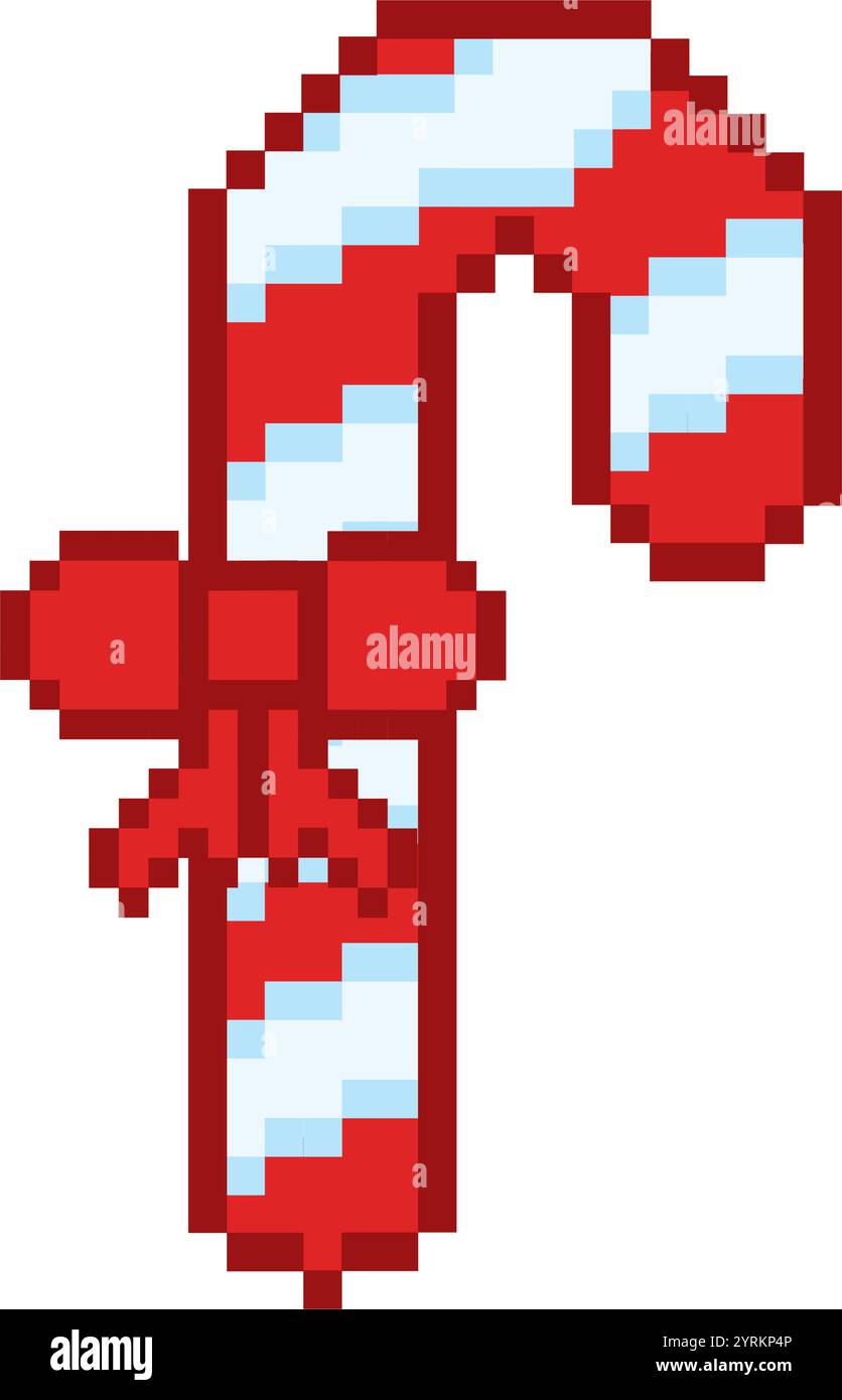 Pixel art candy cane with red bow Vector Stock Vector Image & Art - Alamy