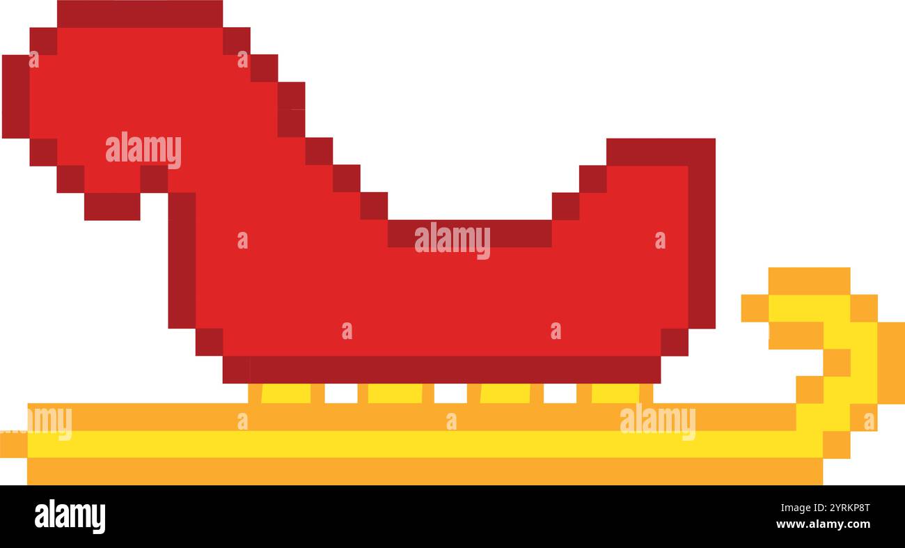 Pixel art red Christmas sleigh with yellow runners Vector Stock Vector ...
