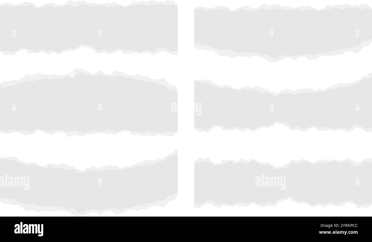 horizontal paper tear set vector illustration isolated on white ...