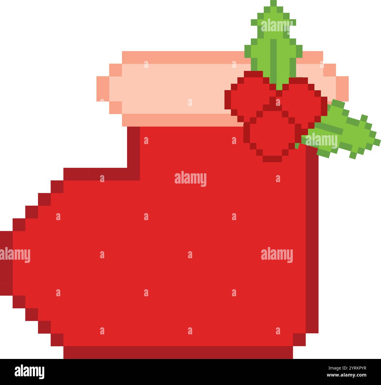 Pixel art Christmas stocking with holly Vector Stock Vector Image & Art ...