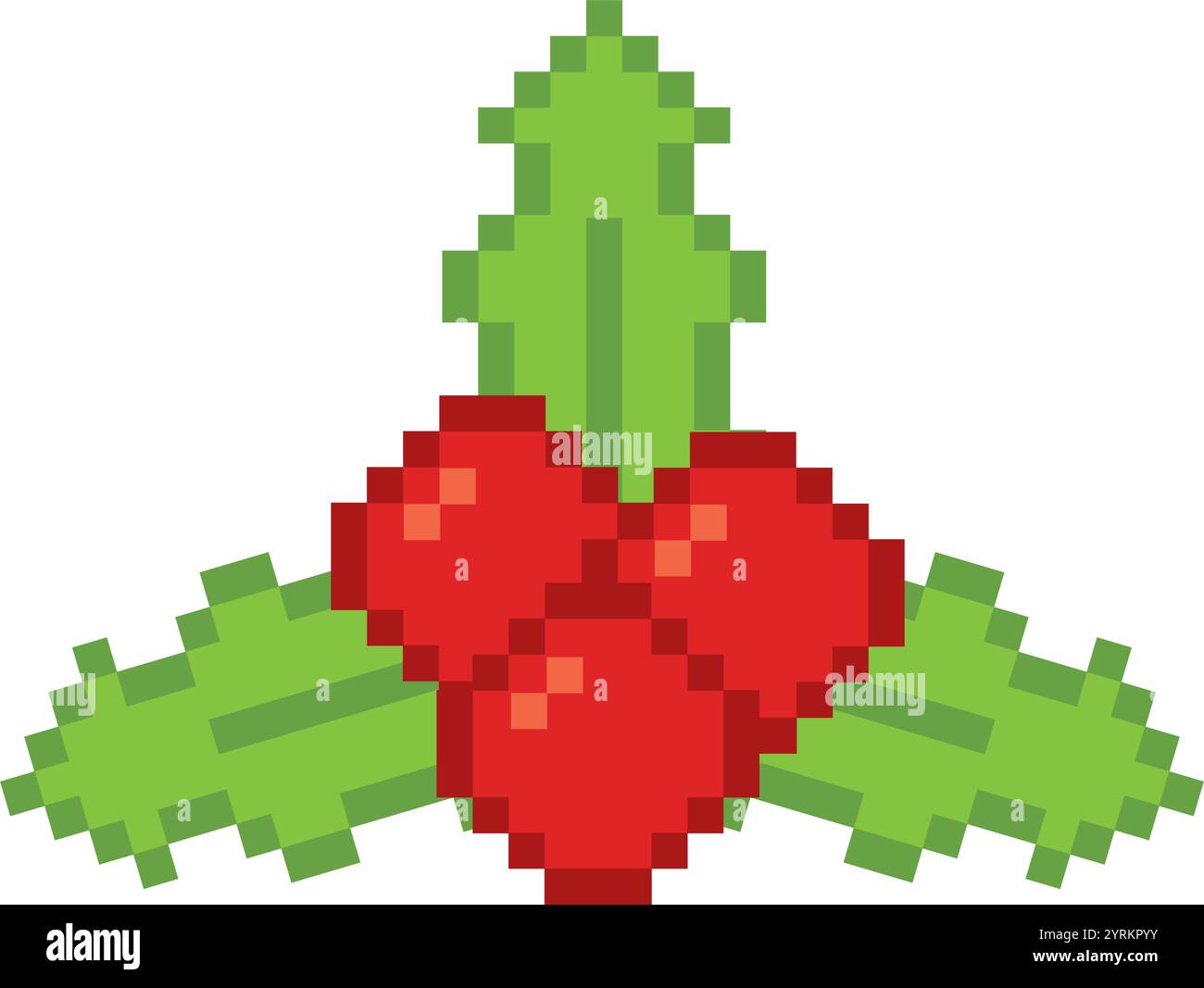 Pixel art holly leaves and red berries Vector Stock Vector Image & Art ...