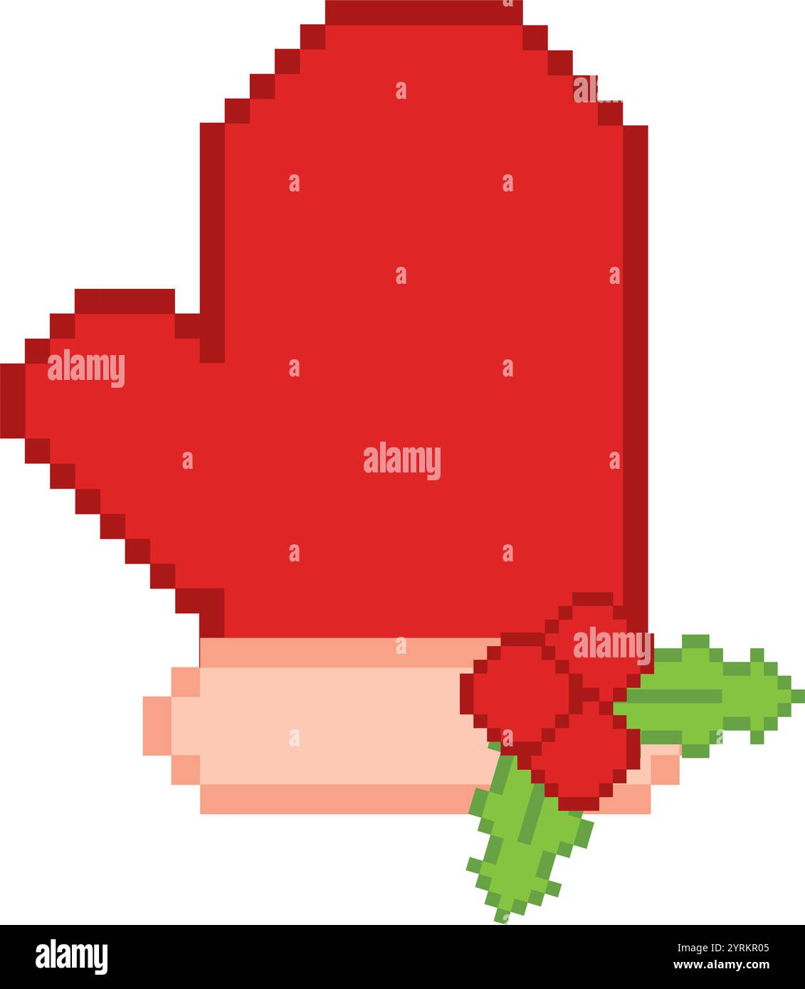 Pixel art red mitten with holly decoration Vector Stock Vector Image ...