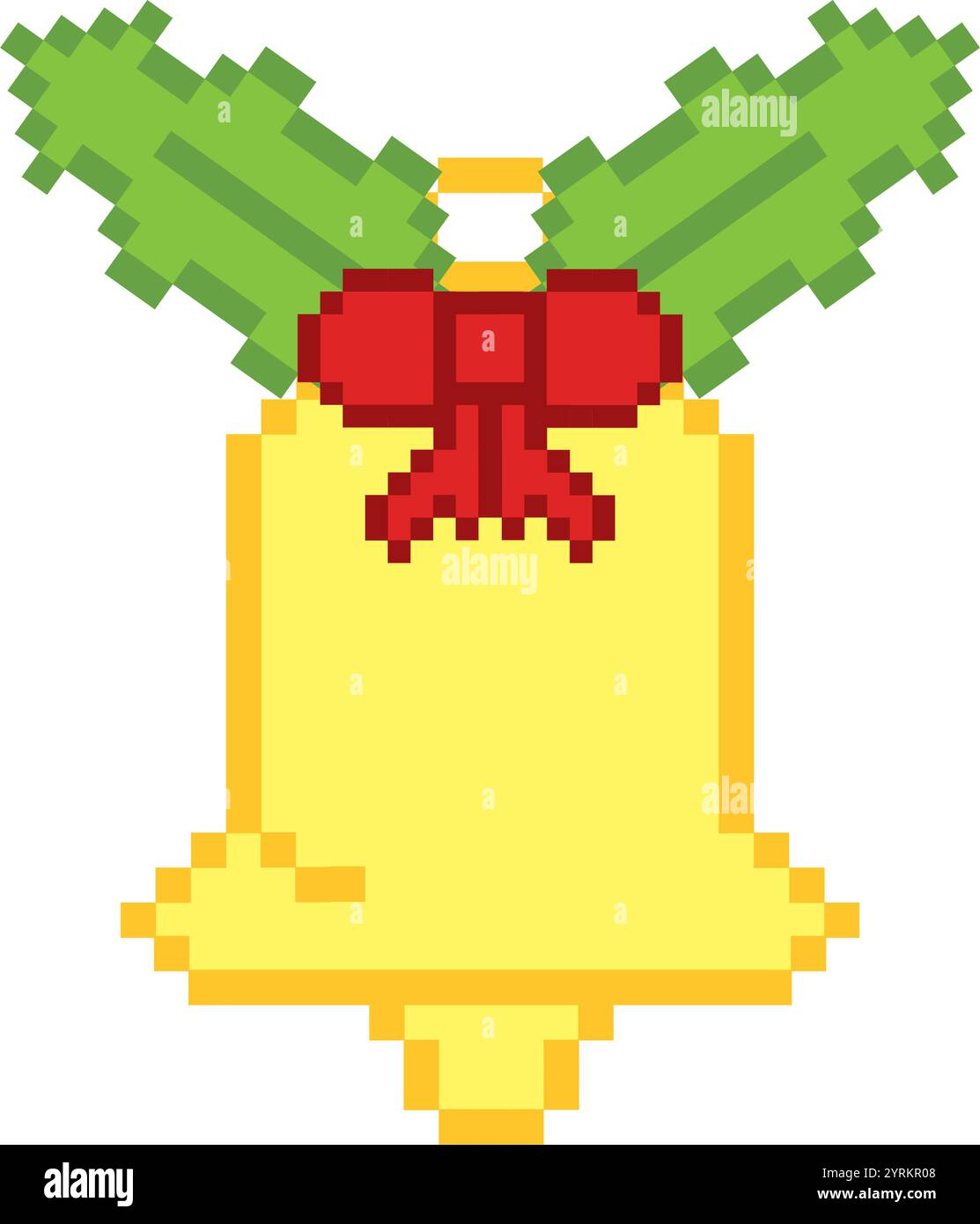 Pixel art golden Christmas bell with holly Vector Stock Vector Image ...