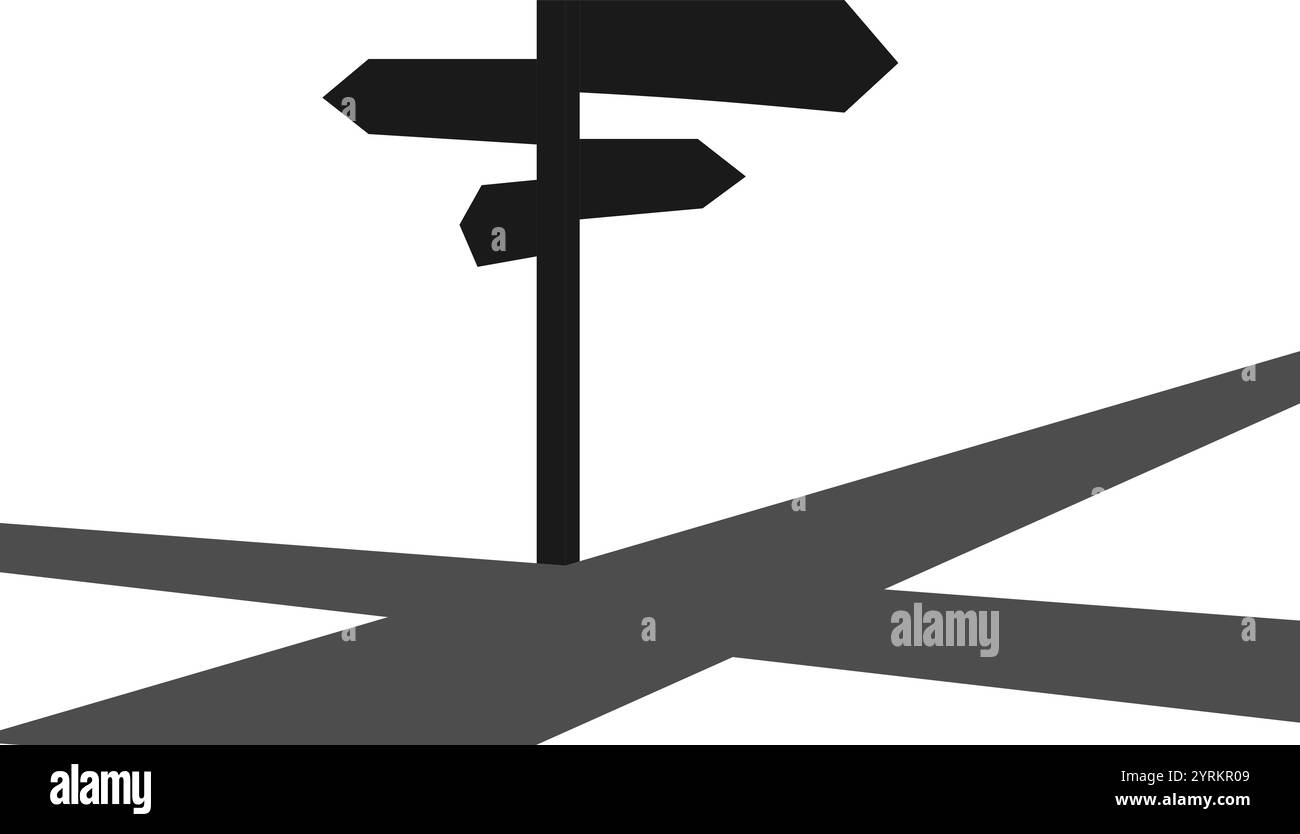 crossroads with sign board set vector illustration isolated on white ...