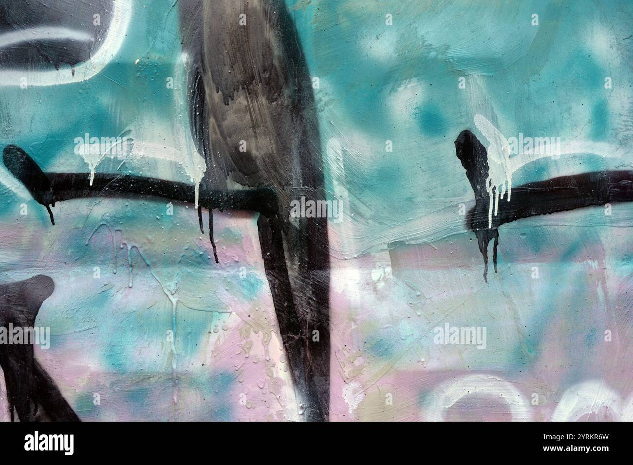 An old water fountain with painting on the wall hi-res stock ...