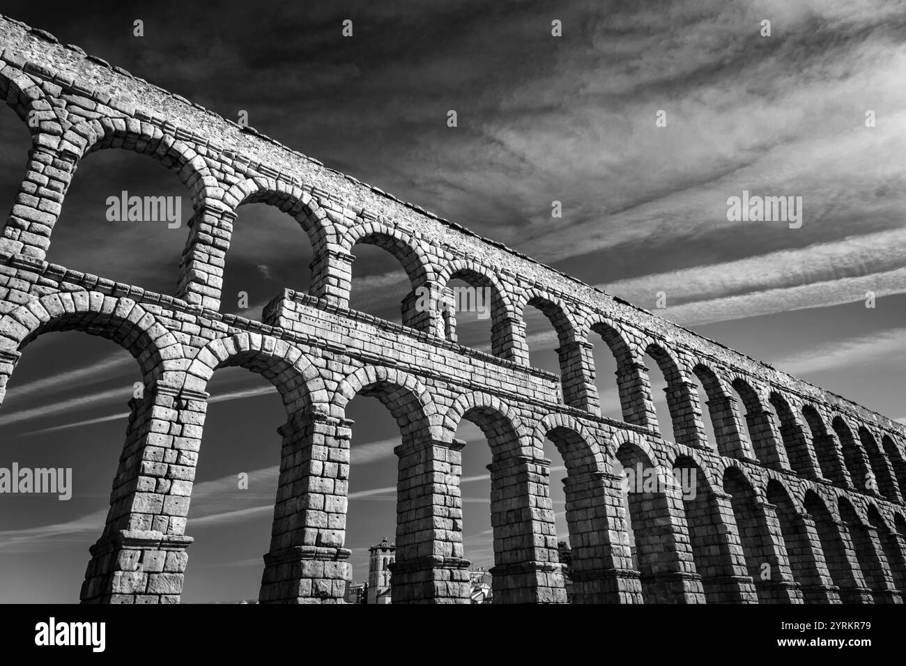 The ancient Roman aqueduct of Segovia, one of the best-preserved ...