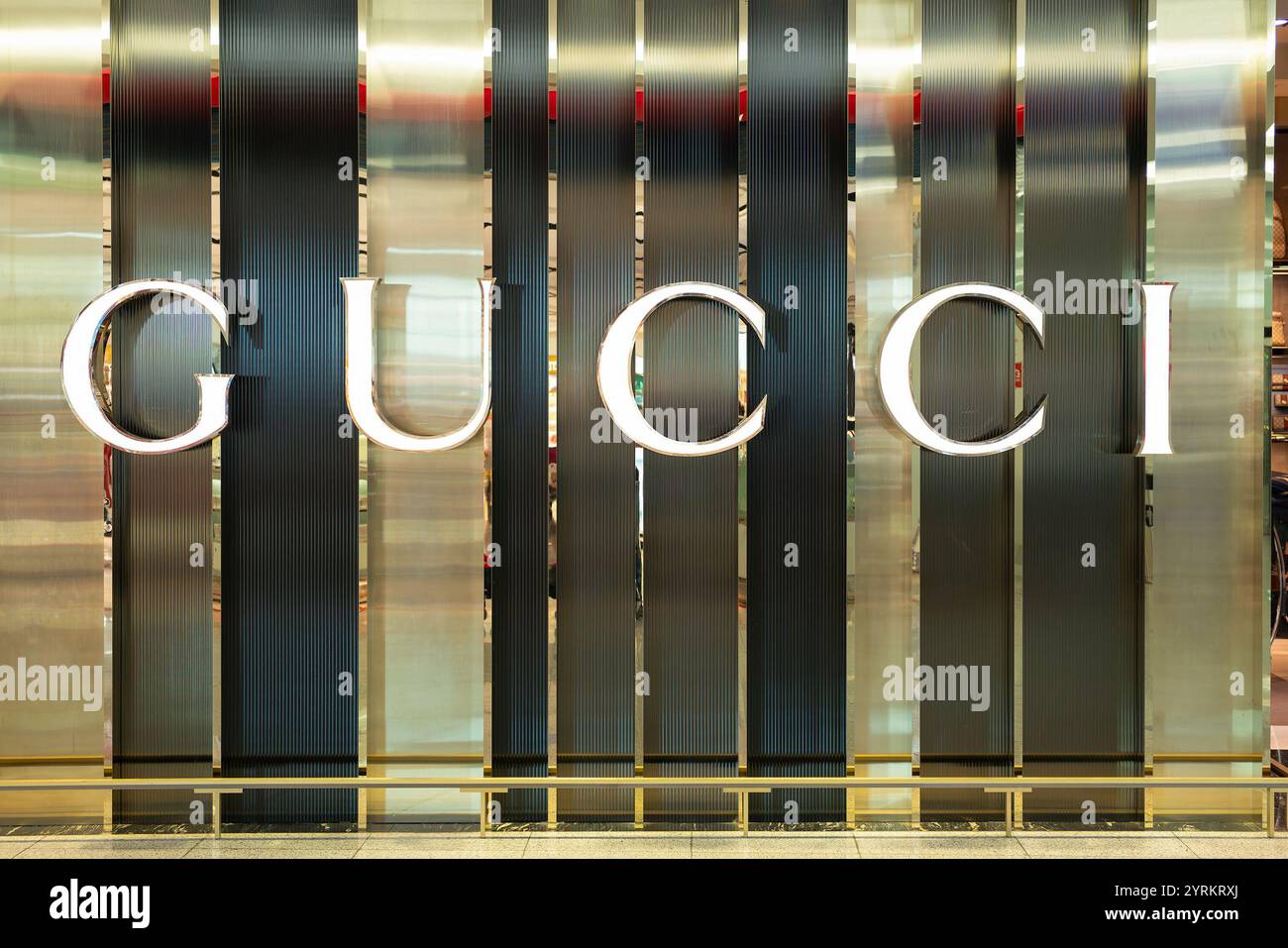 DUBAI, UAE - FEBRUARY 21, 2019: Gucci sign as seen in Dubai ...