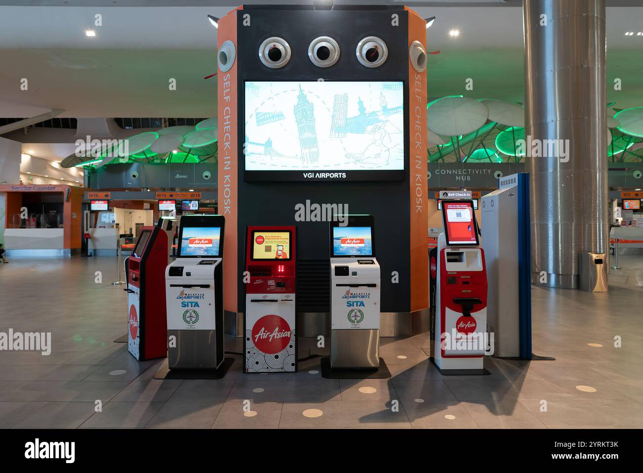 KUALA LUMPUR, MALAYSIA - NOVEMBER 14, 2023: self check-in kiosks at ...