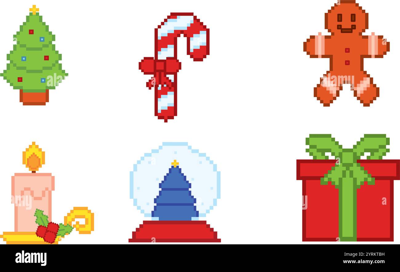 Flat and pixel Christmas icons collection Vector Stock Vector Image ...