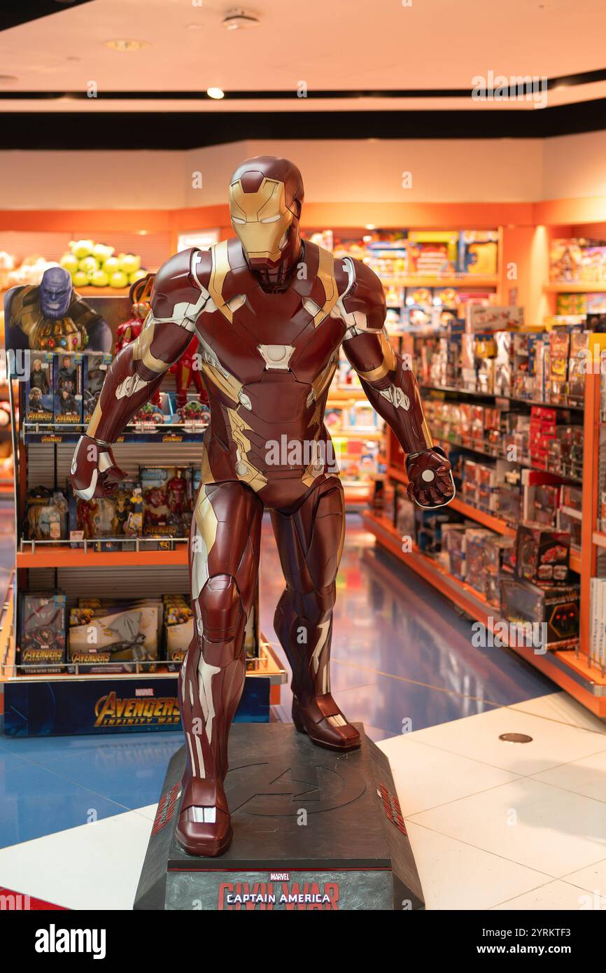 DUBAI, UAE - FEBRUARY 21, 2019: life-size Iron Man statue on display in ...