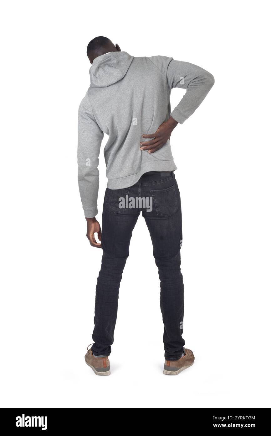 back view of of a man pain on back isolated on white Stock Photo - Alamy
