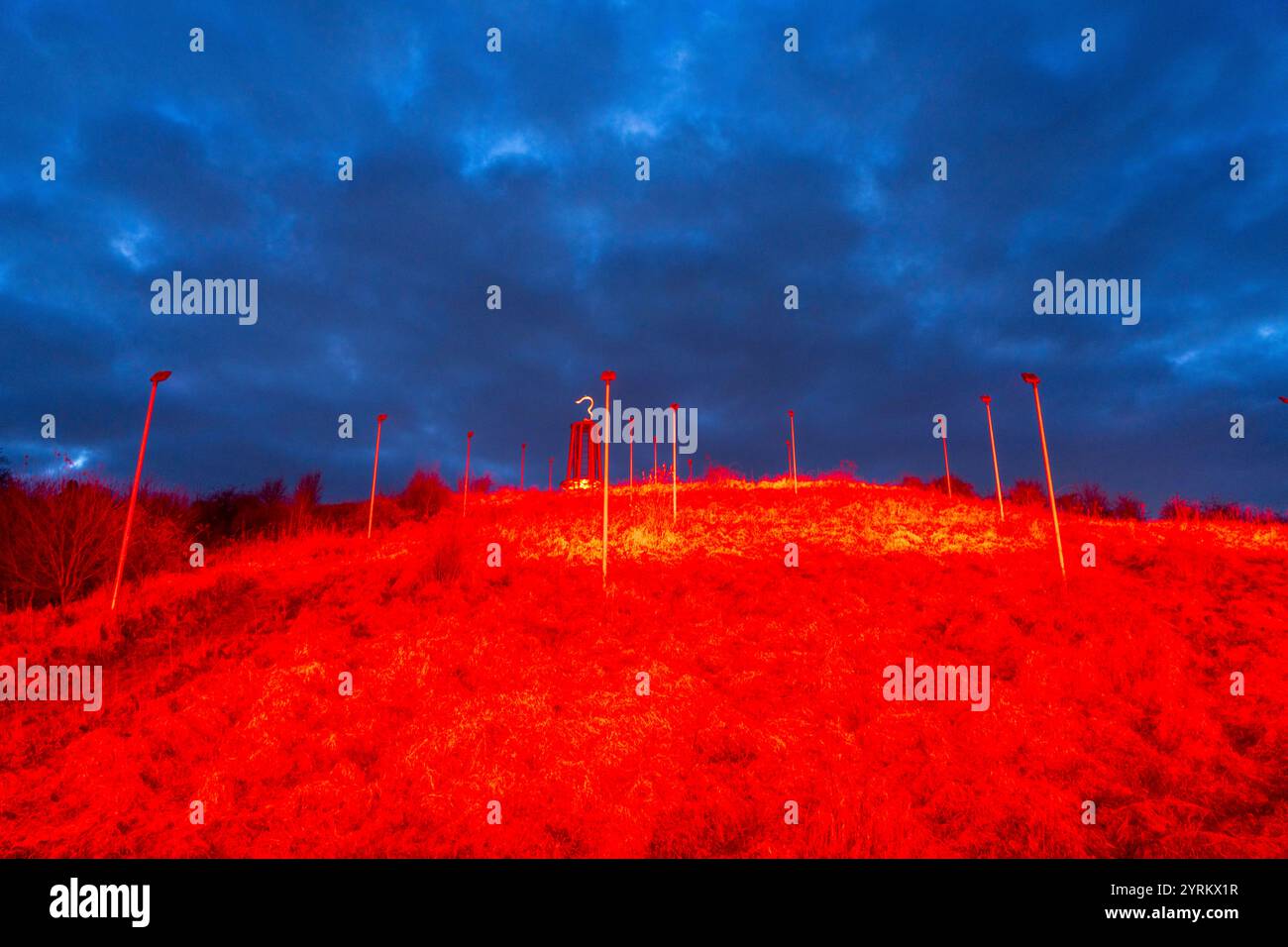 Rheinpreussen slag heap in Moers, slag heap sign Das Geleucht, light ...