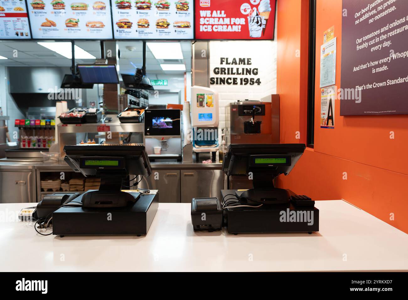 KUALA LUMPUR, MALAYSIA - NOVEMBER 15, 2023: service counter in Burger ...