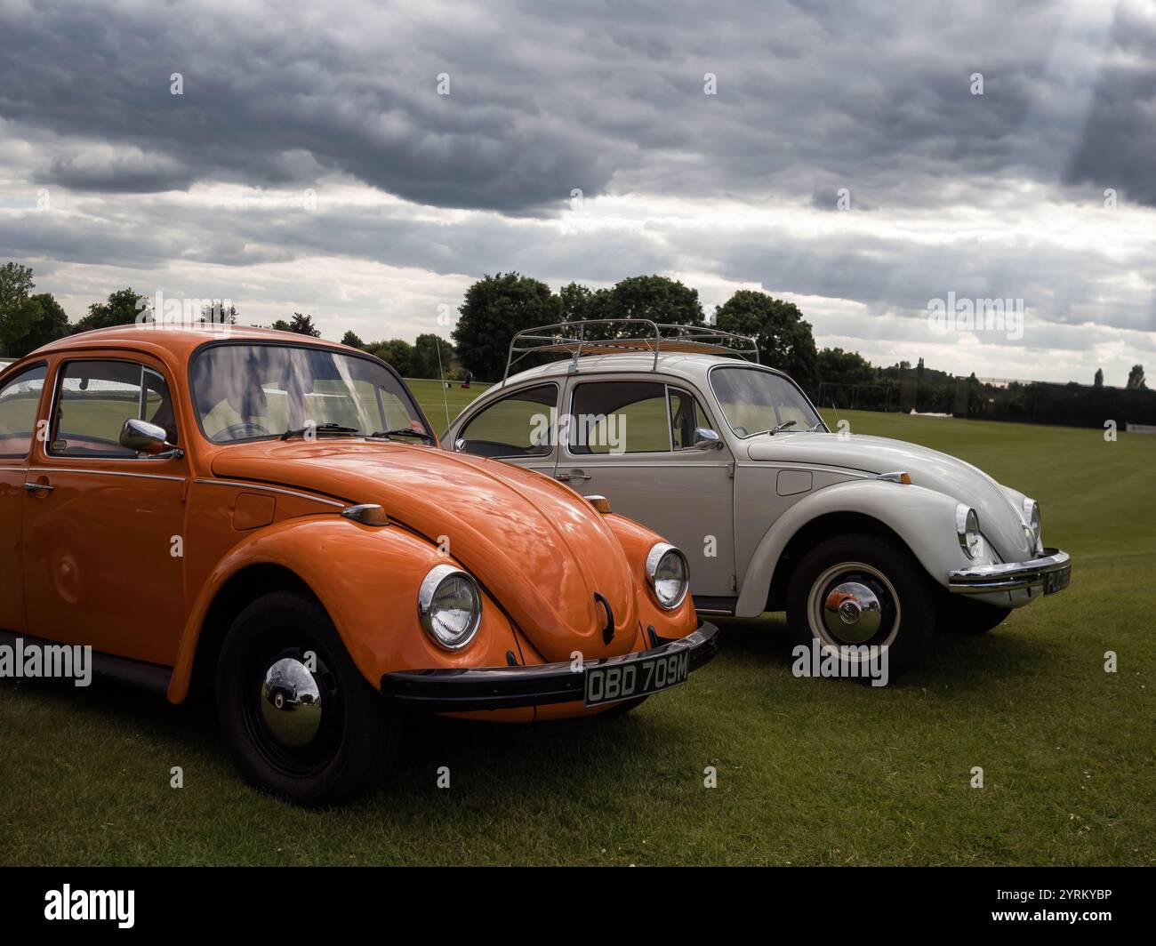 Two classic Volkswagen Beetles at a car show Stock Photo - Alamy