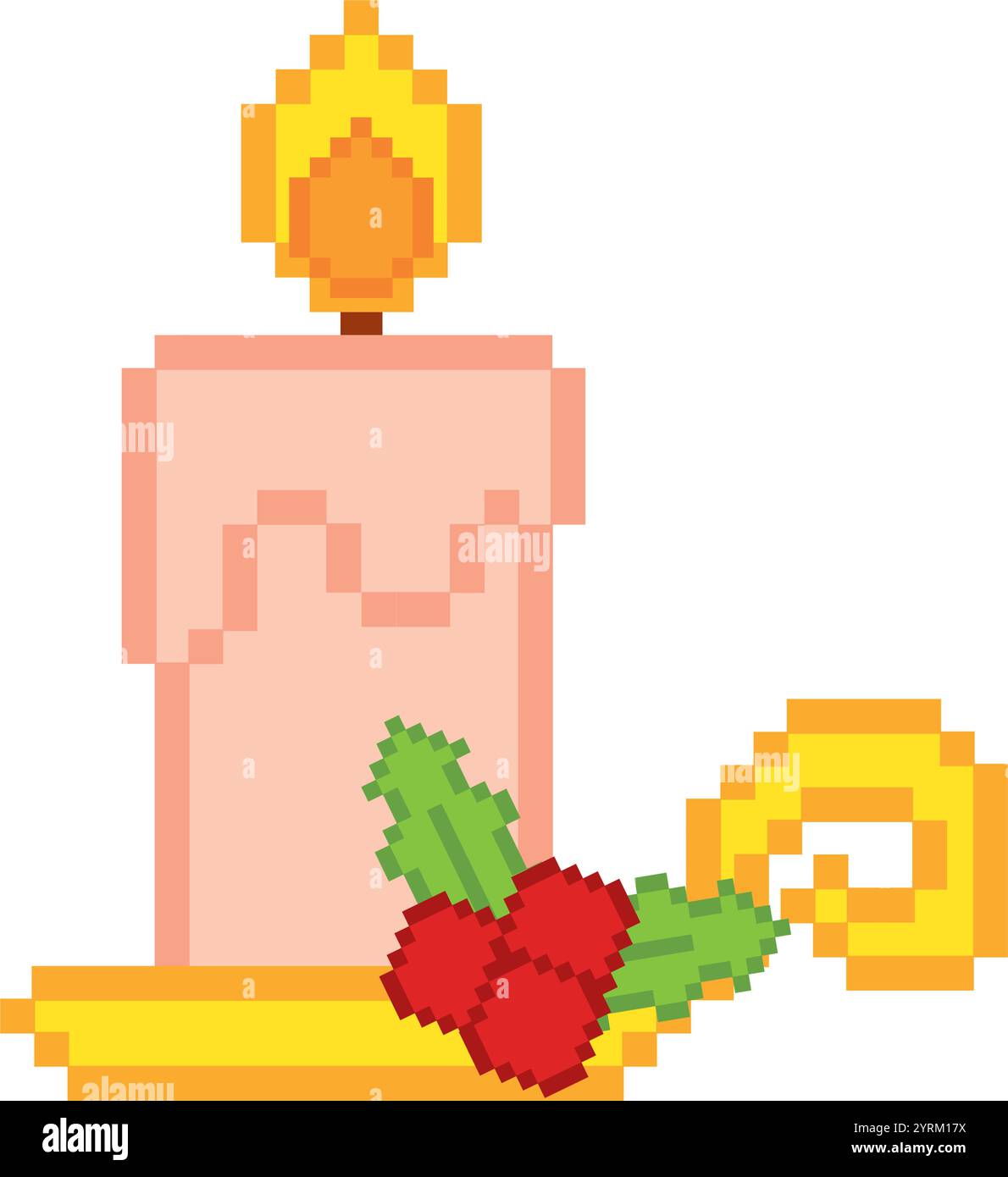 Pixel art Christmas candle with holly decoration Vector Stock Vector ...