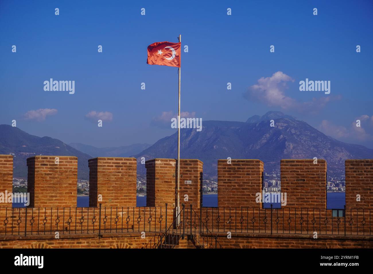 Alanya, Turkiye. 05th Nov, 2024. The Turkish flag on the top of Red ...